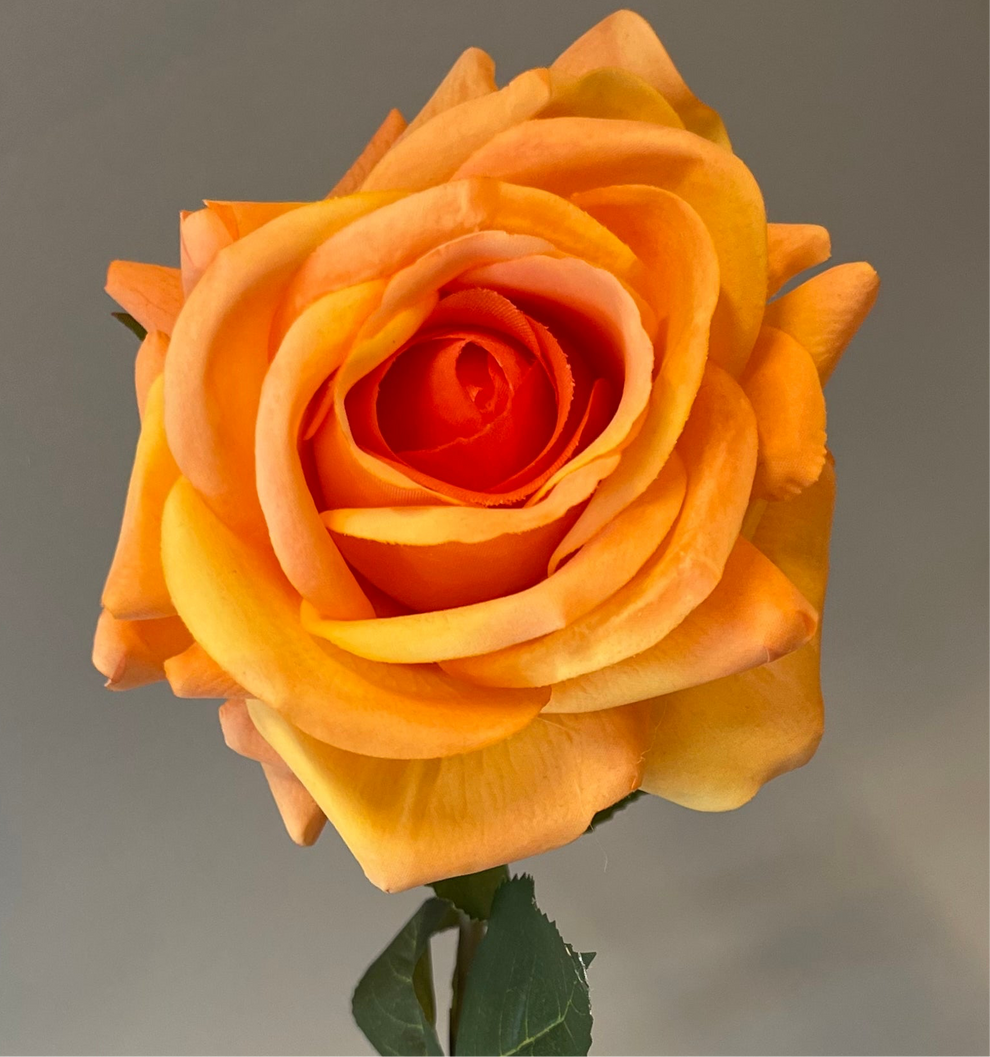 Real Touch Orange Hannah Rose Single Stem Artificial Flowers Faux Flow ...